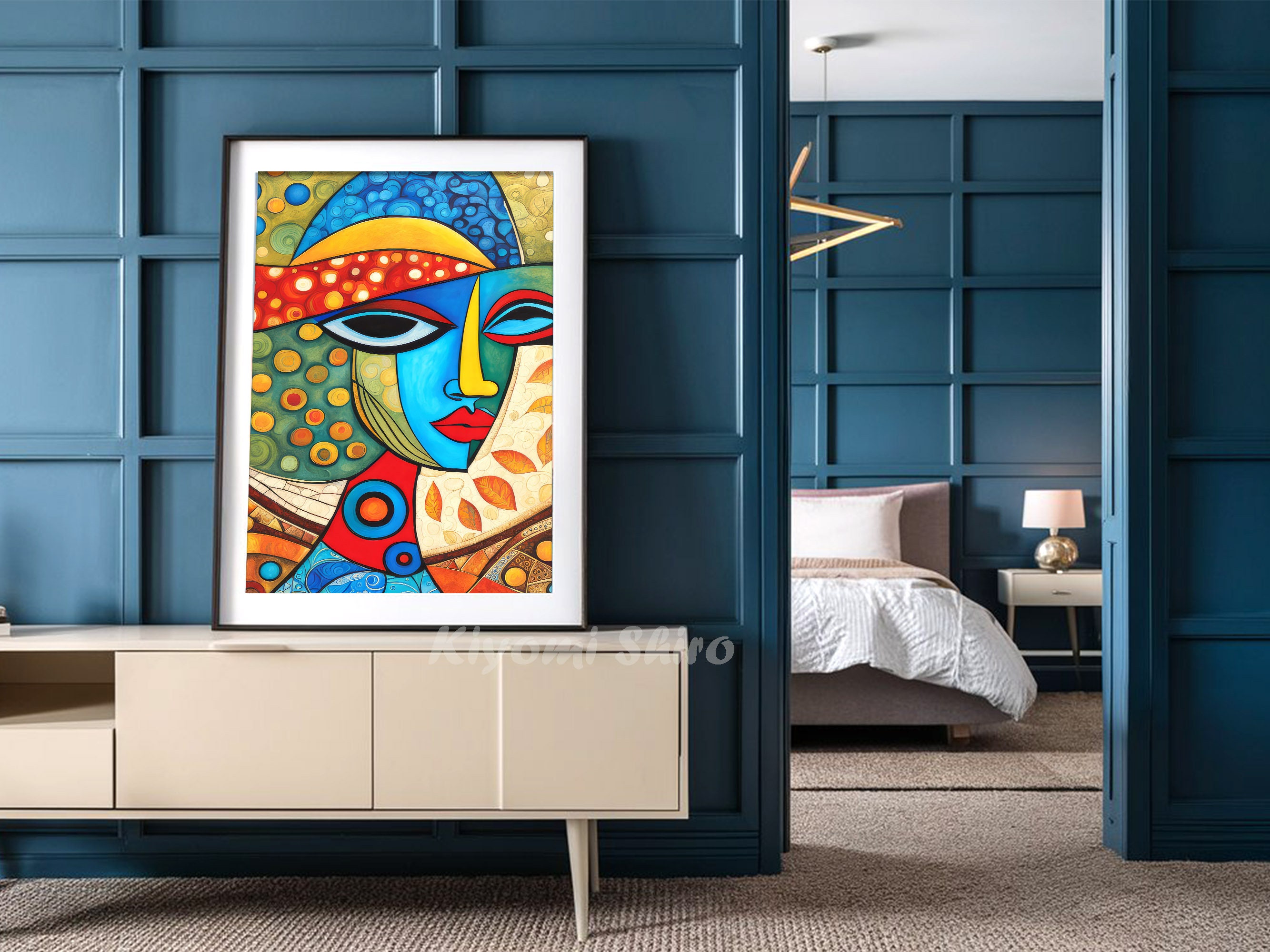 Pablo Picasso Style Abstract Face Art With Unique Batik Design Cubist ...