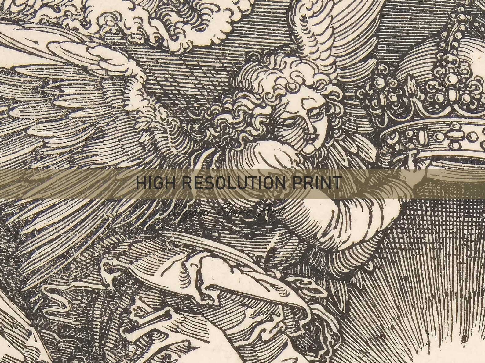 Famous Woodblock Print Our Lady of Lourdes Surrounded by Many Angels by ...