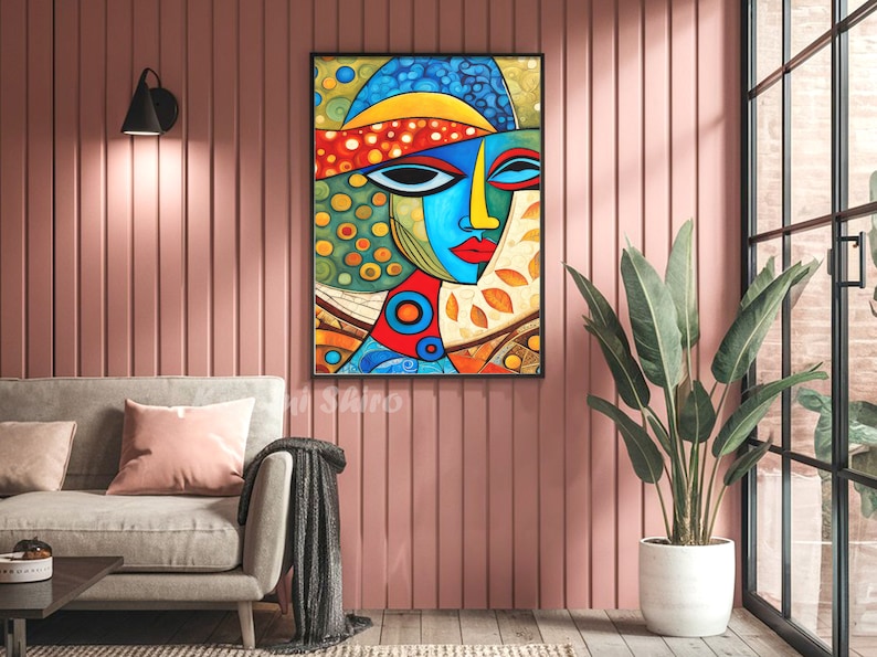 Pablo Picasso Style Abstract Face Art With Unique Batik Design Cubist ...
