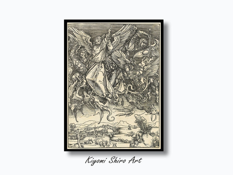 Saint Michael the Archangel Fighting the Dragon by Albrecht Durer ...