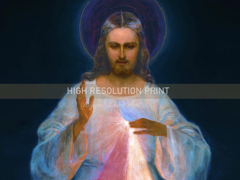Divine Mercy Painting, Jesus of Nazareth Portrait, Holy Artwork ...