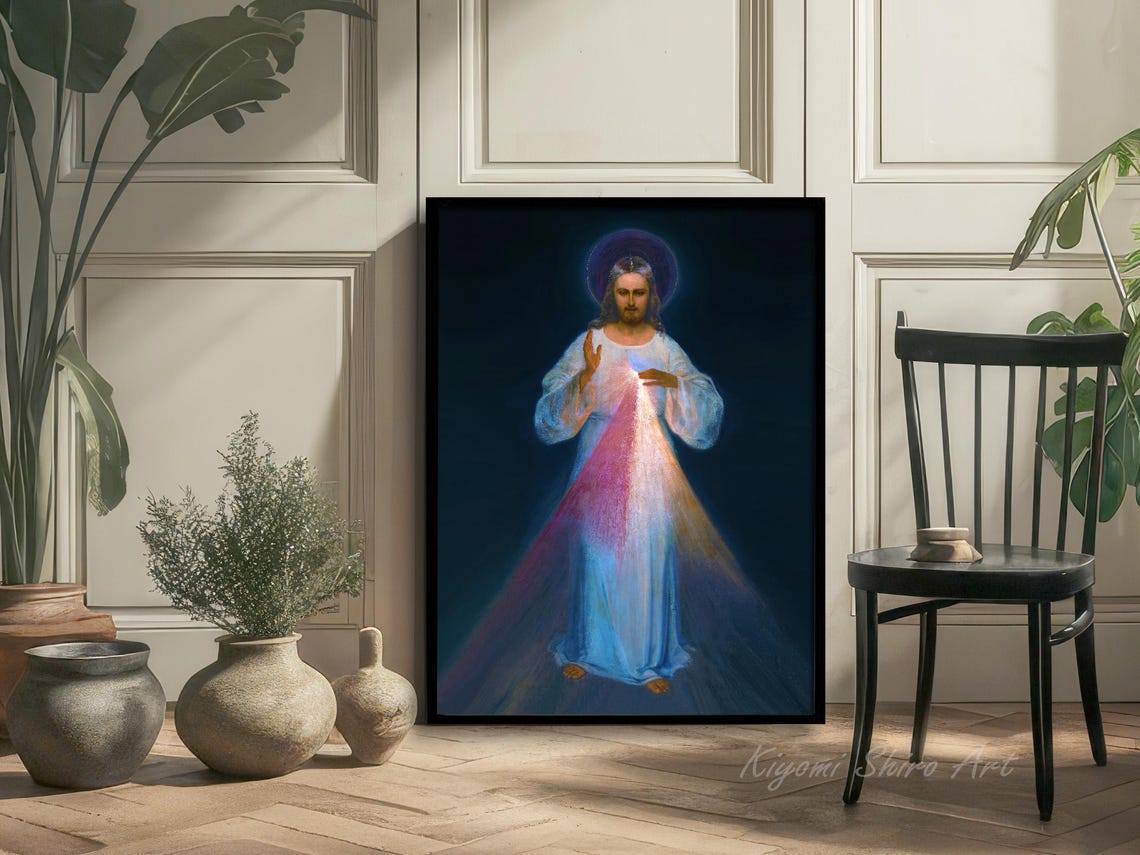 Divine Mercy Painting, Jesus of Nazareth Portrait, Holy Artwork ...