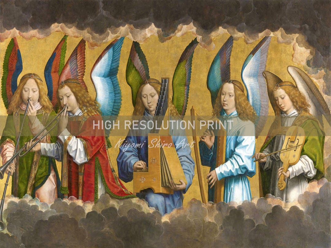 Music Angles Painting, 15th Century Hans Memling Painting, Angelic ...
