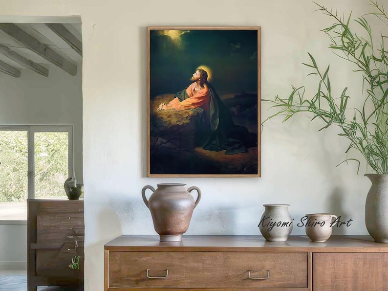 Agony in the Garden of Gethsemane Painting by German Painter Heinrich Hofmann, Jesus of Nazareth ...