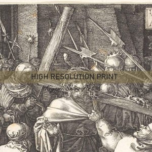 Christ Carrying the Cross Famous Woodcut Print by German Artist Albrecht Durer, 16th Century ...