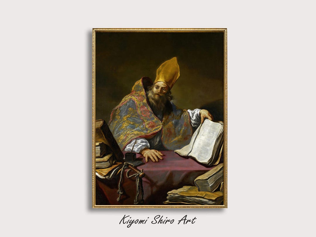 Saint Ambrose 17th Century Realistic Oil Painting by French Artist ...