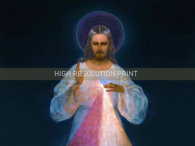 Divine Mercy Painting, Jesus of Nazareth Portrait, Holy Artwork ...
