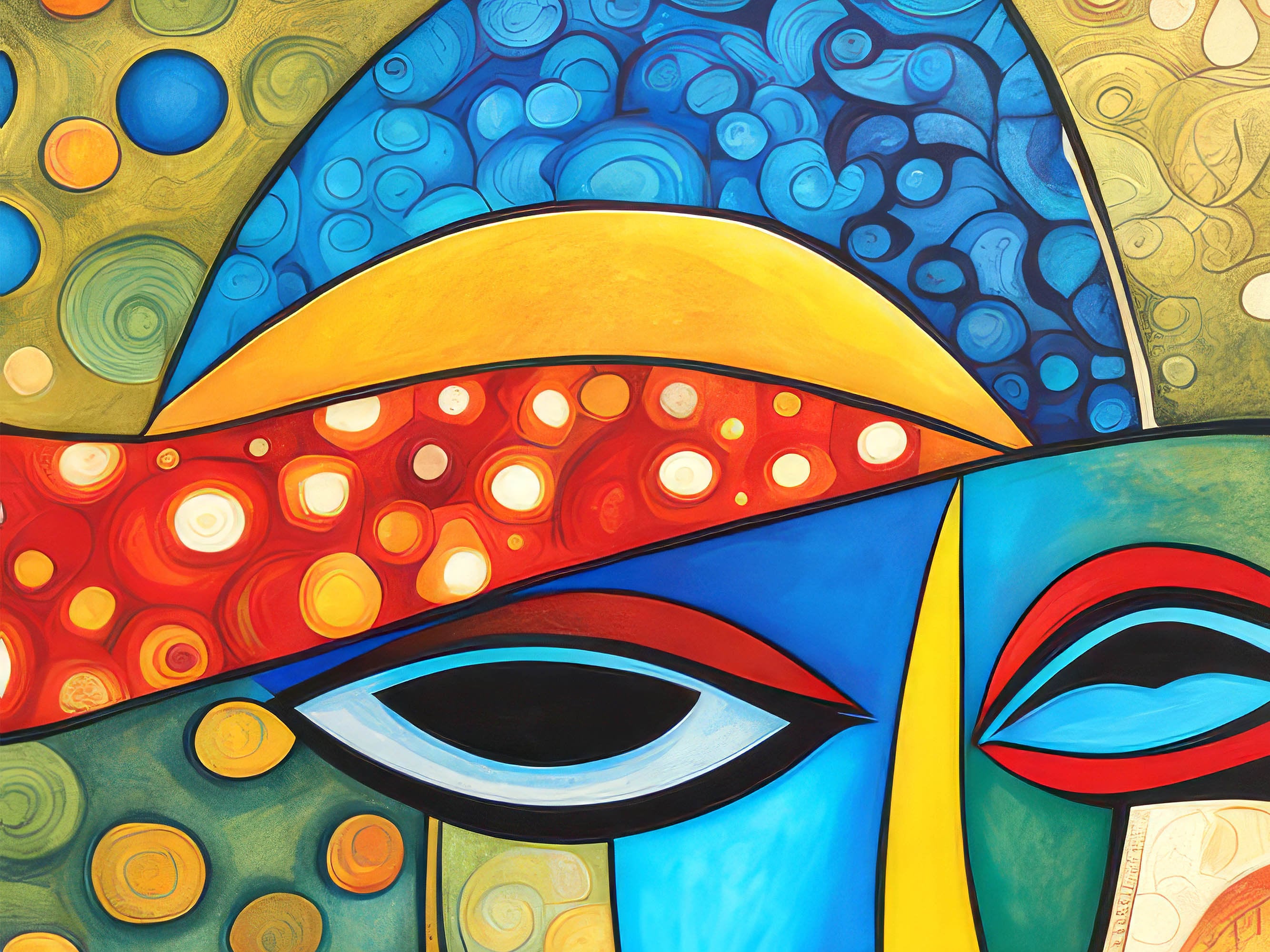 Pablo Picasso Style Abstract Face Art With Unique Batik Design Cubist ...