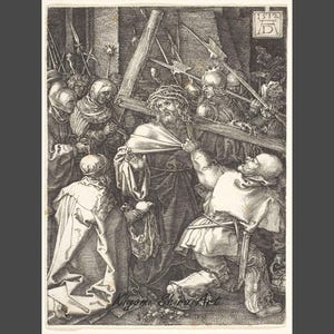 Christ Carrying the Cross Famous Woodcut Print by German Artist Albrecht Durer, 16th Century ...