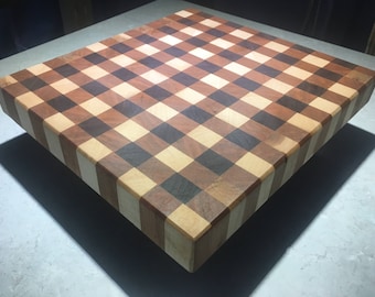 End Grain Cutting Board - Cherry, Black Walnut, Maple Wood - Etsy