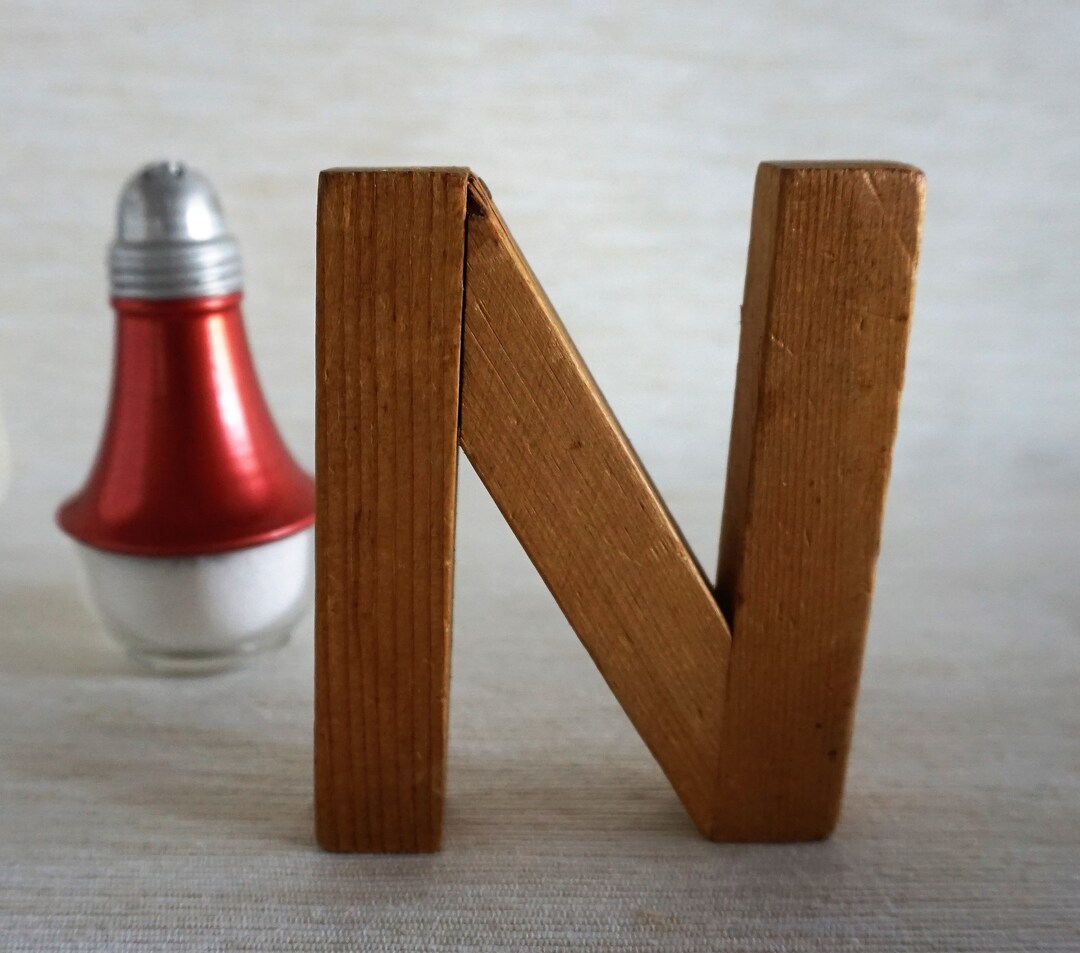 Vintage Block Letter "n" - for Accent, Holiday Ornament or to Tag a ...
