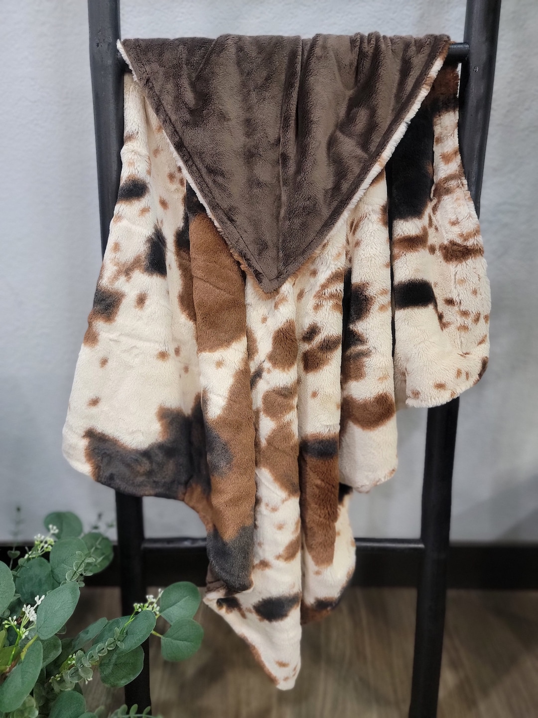 Personalized Baby Blanket, Cowhide Minky Blanket, Neutral Baby Blanket ...