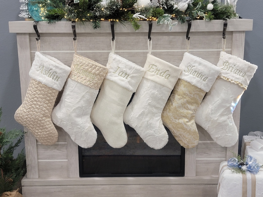 Christmas Stockings, Light Gold, Ivory Christmas Stockings, Elegant ...