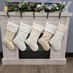 Ivory and Gold Christmas Stocking, Gold Stockings, Ivory Stockings ...