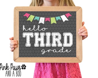Printable First Day of School THIRD GRADE Sign Back to School - Etsy