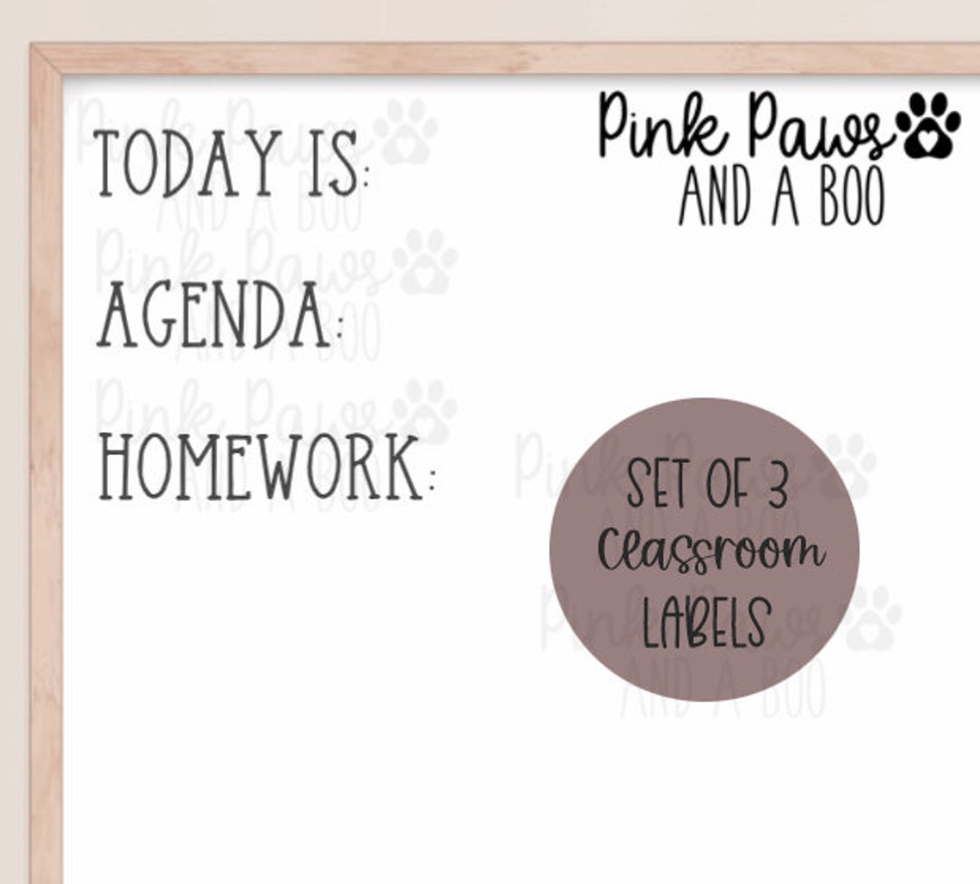 Set of 3 Classroom Labels, White Board Labels, Dry Erase Board Decals ...