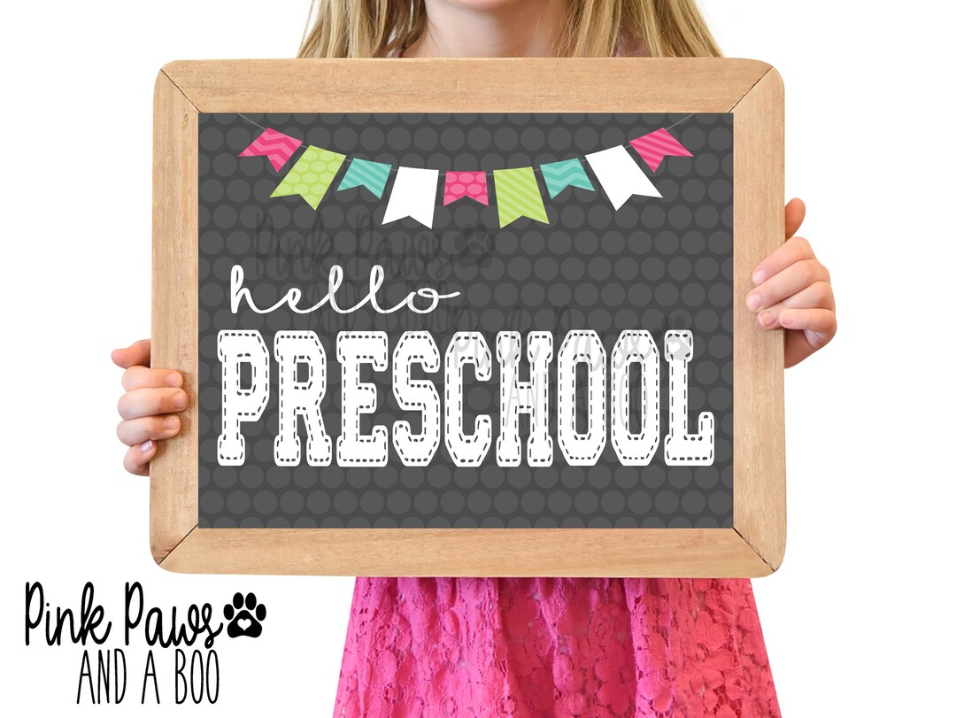 Hello Preschool Digital Sign First Day of Preschool Printable - Etsy