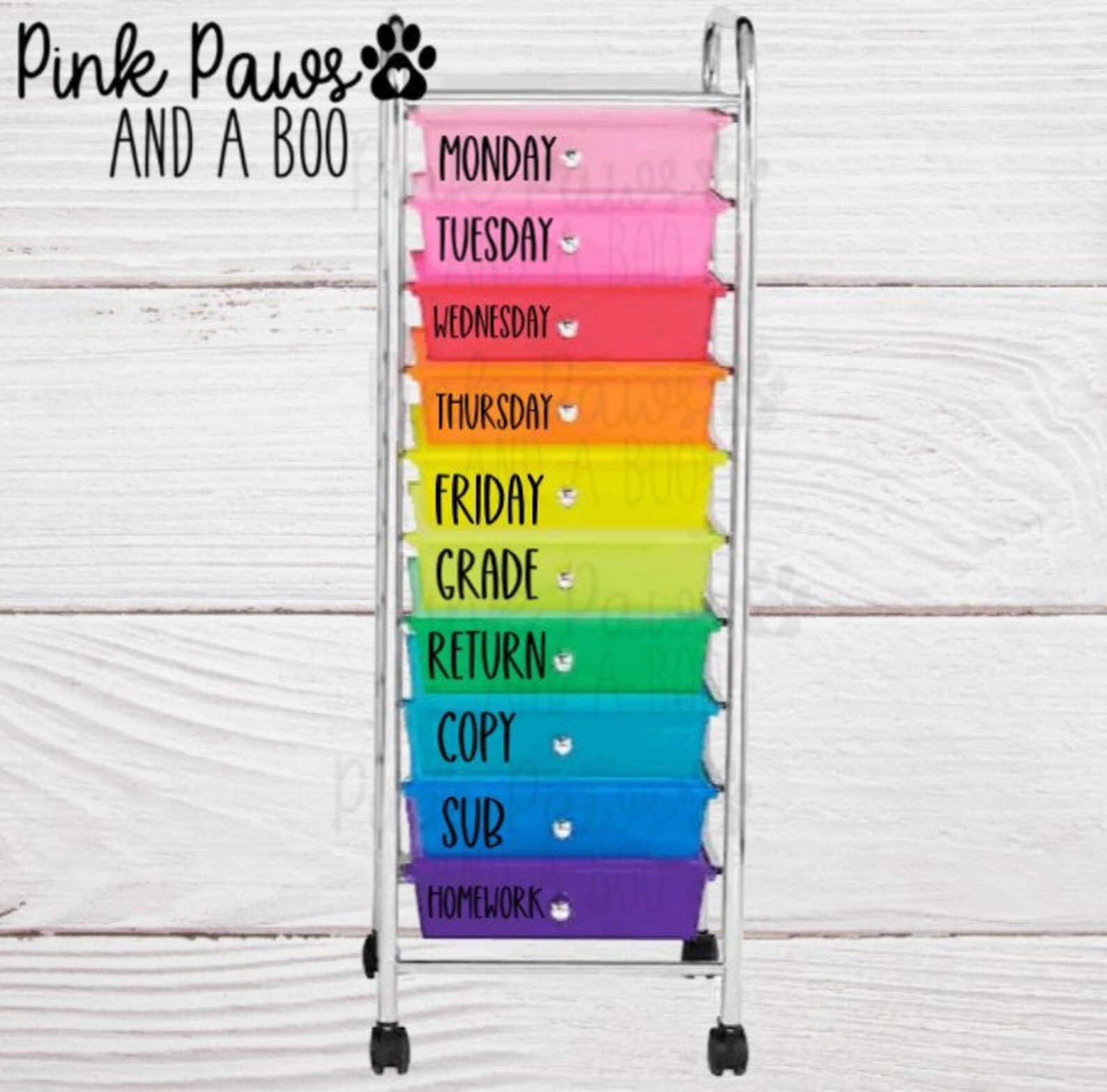 Classroom Labels Rolling Cart Labels Rainbow Cart Labels - Etsy