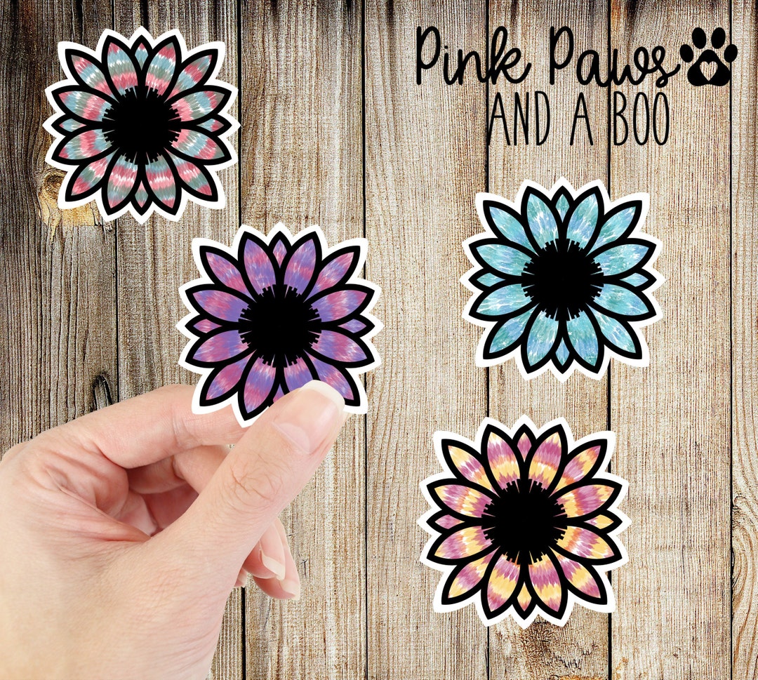 Tie-dye Flower Vinyl Stickers, Daisy Stickers, Tie Dye Stickers ...