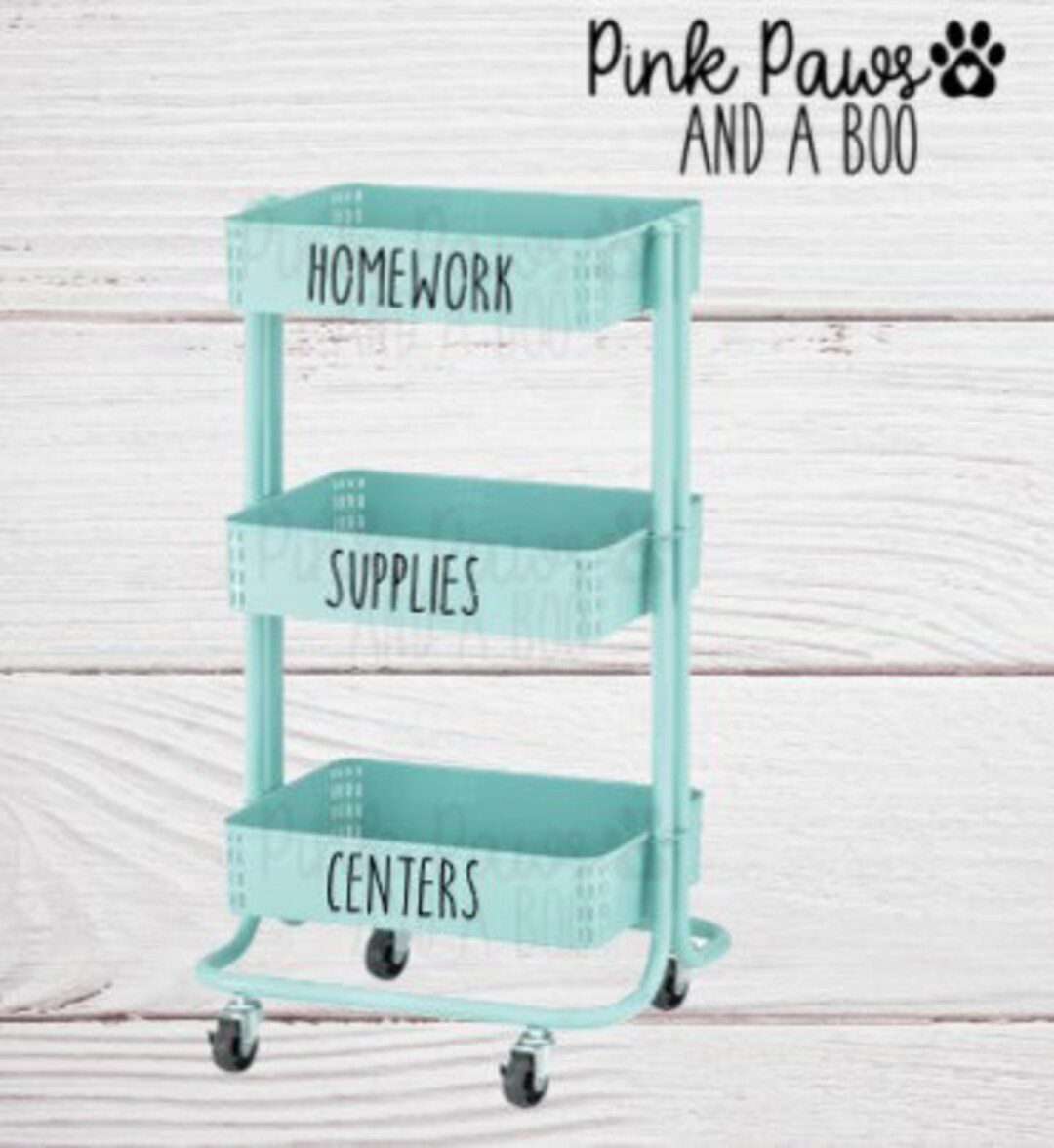 Set of 3 Classroom Labels, Rolling Cart Labels, 3 Tier Metal Cart ...