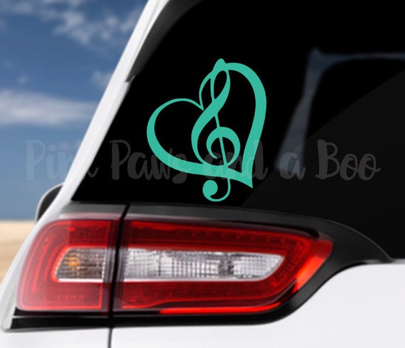 Music Note Decal Personalized Decal Music Heart Decal - Etsy