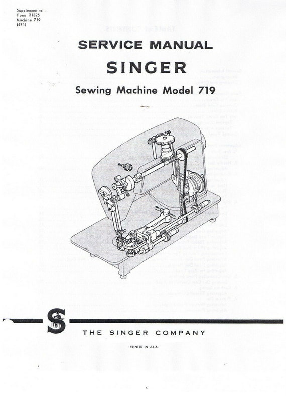 Singer Sewing Machine Model 719 Service Repair Manual Book How - Etsy