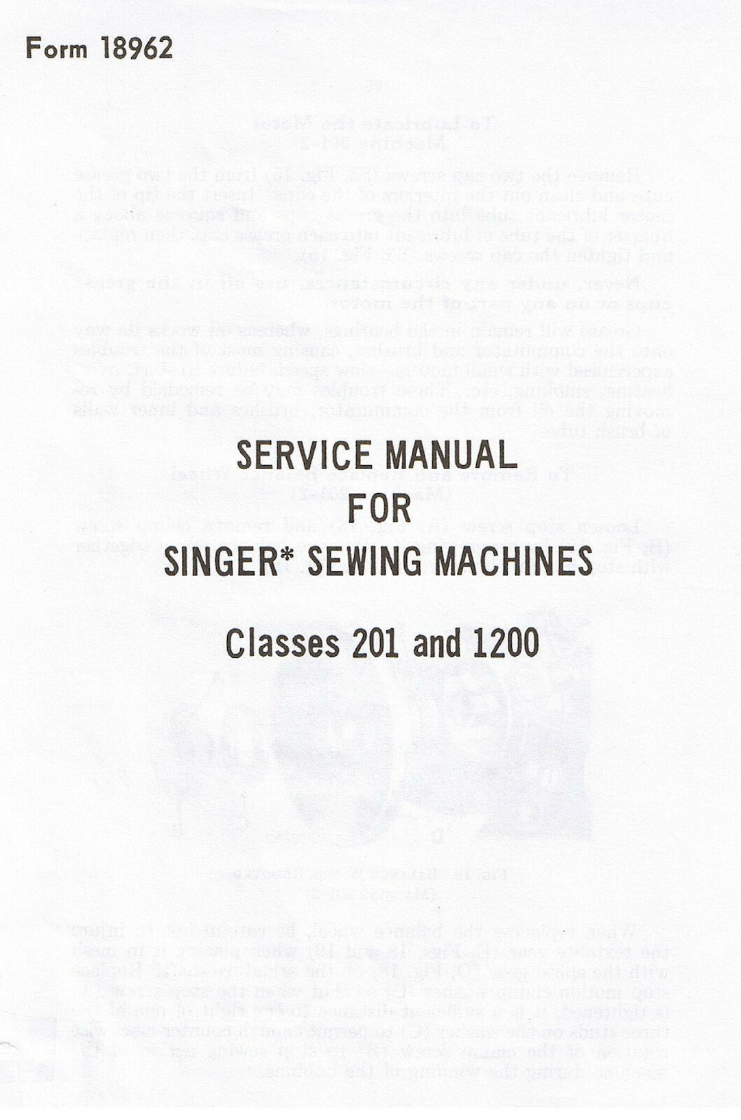 Digital Singer Sewing Machine Class 201 1200 Service Repair Manual Book ...