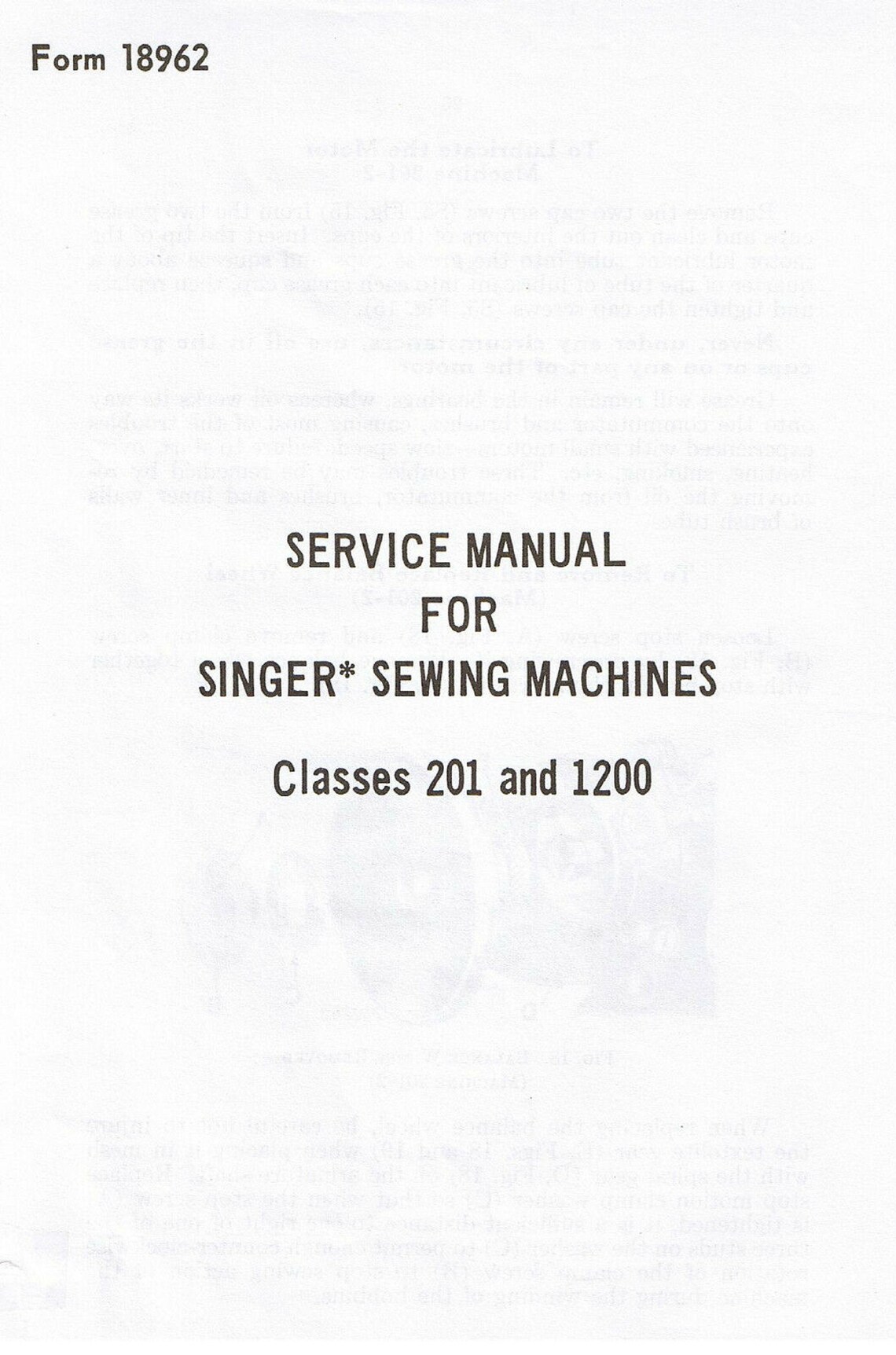 Digital Singer Sewing Machine Class 201 1200 Service Repair Manual Book ...