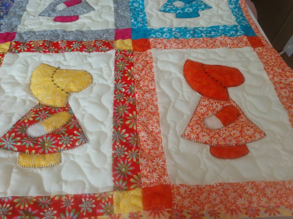 Sunbonnet Sue Dutch Girl Handmade Colorful Applique Baby Crib - Etsy