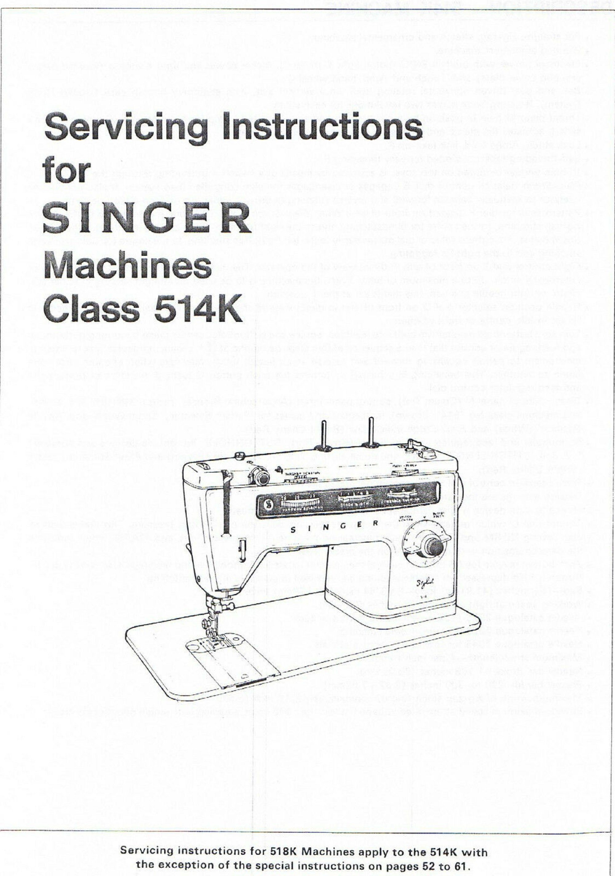 Singer Stylist Models 514 514K 534 Sewing Machine Tech Adjusters ...
