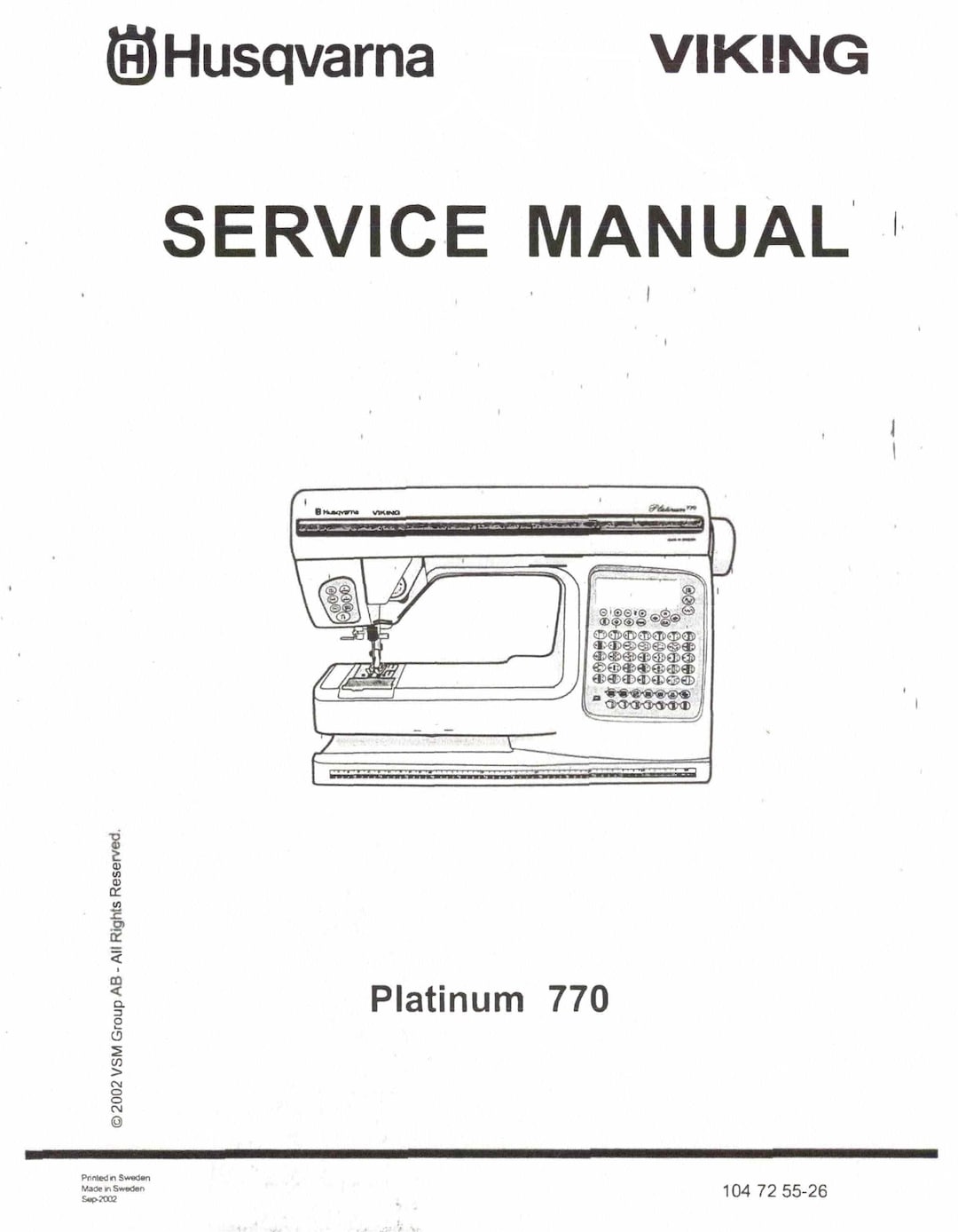 Digital PDF Husqvarna Viking Platinum 770 Sewing Machine Service Repair ...