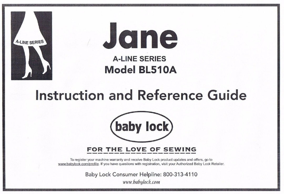 Jane BL510A Baby Lock Sewing Machine Operation Operating Users Guide ...