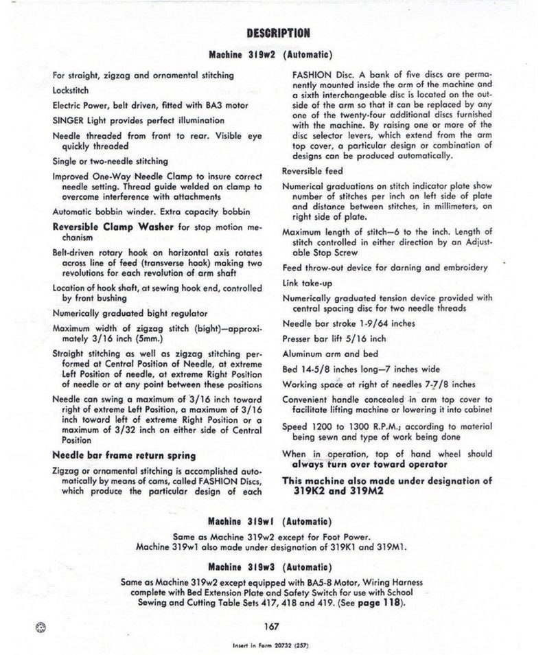 Singer Class 319 Sewing Machine Service Repair Adjuster Manual Book How ...