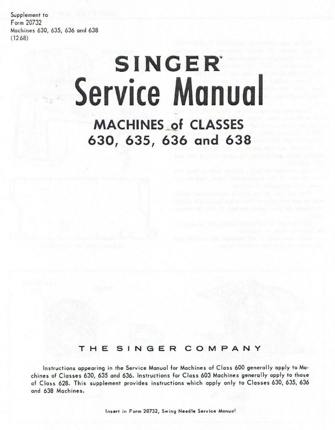 Digital PDF Singer Sewing Machine Class 630 635 636 638 Service Repair ...