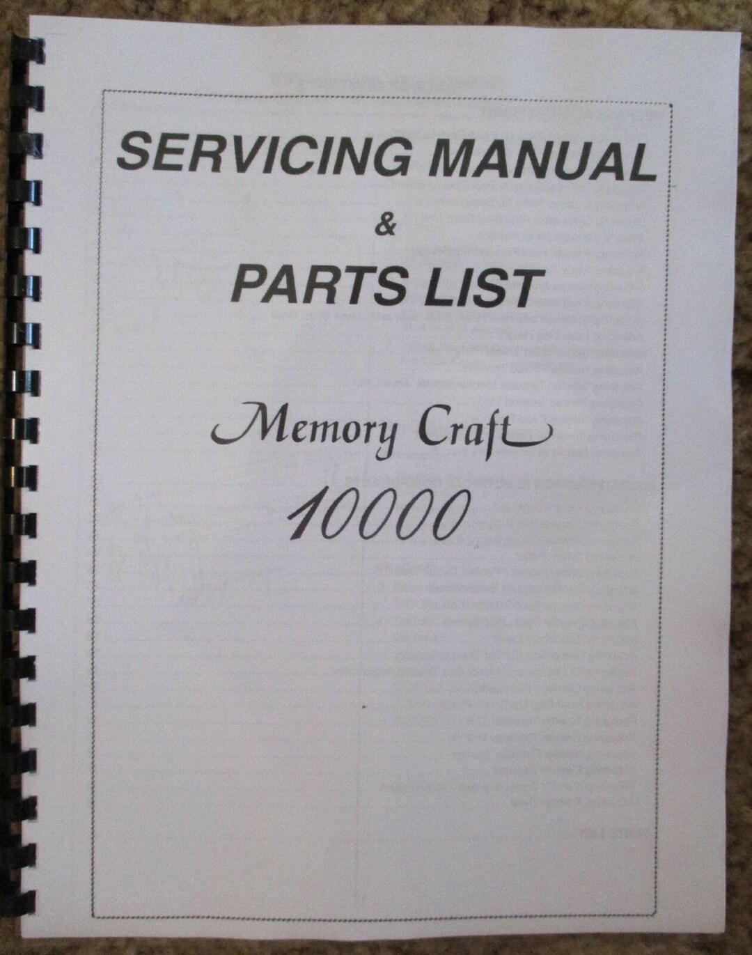 Janome Memory Craft 10000 Sewing Machine Service Repair Manual Parts ...