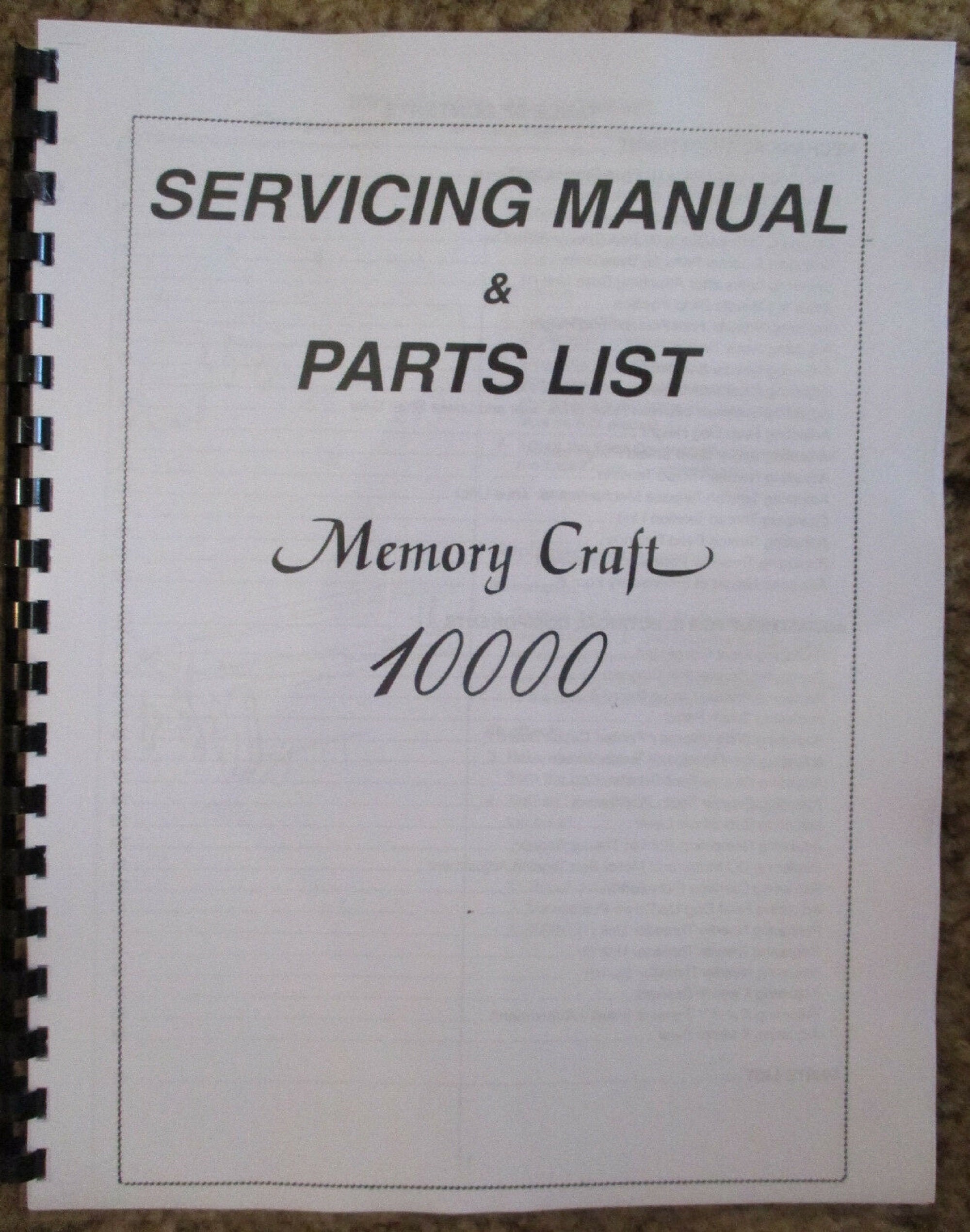 Janome Memory Craft 10000 Sewing Machine Service Repair Manual Parts ...