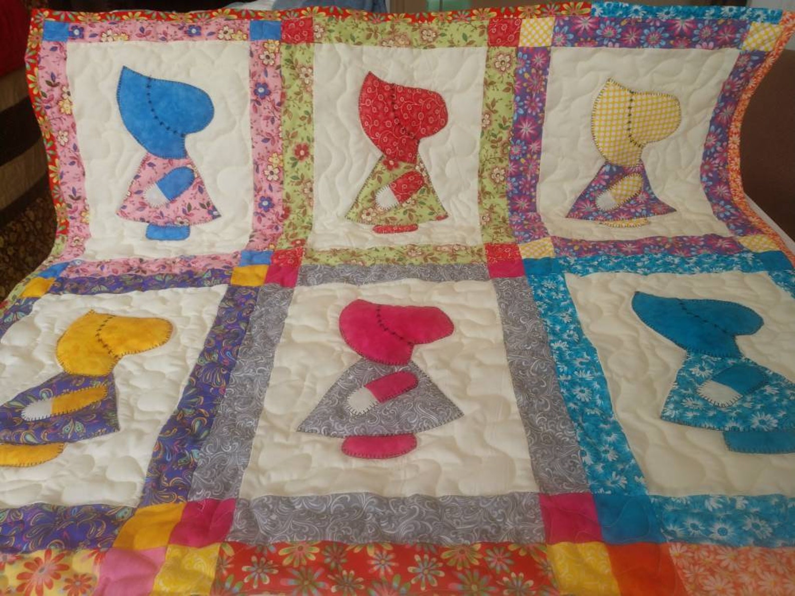 Sunbonnet Sue Dutch Girl Handmade Colorful Applique Baby Crib - Etsy