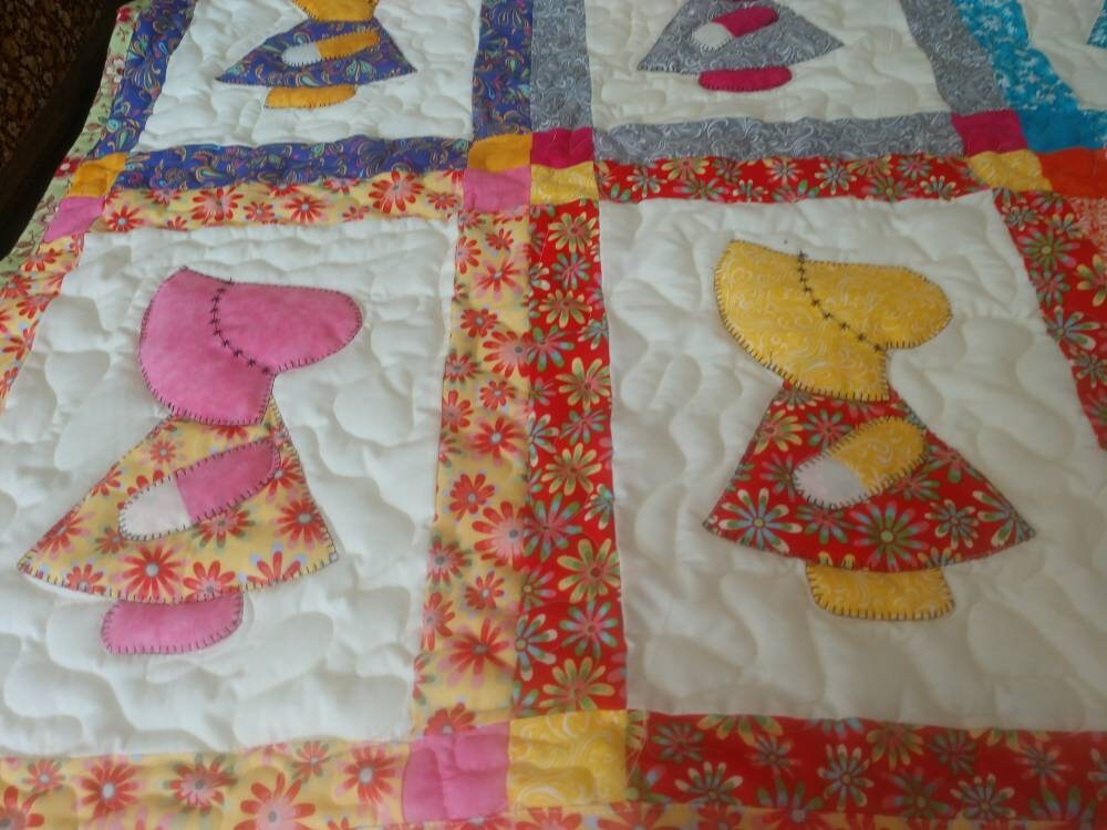 Sunbonnet Sue Dutch Girl Handmade Colorful Applique Baby Crib - Etsy