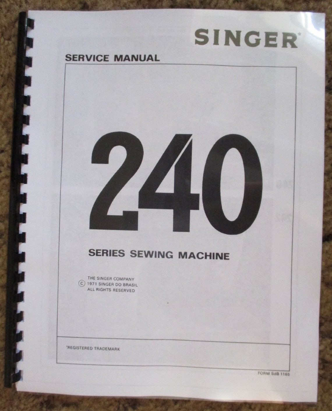 Singer 240 Series 242 247 248 Sewing Machine Service Repair Manual Book ...
