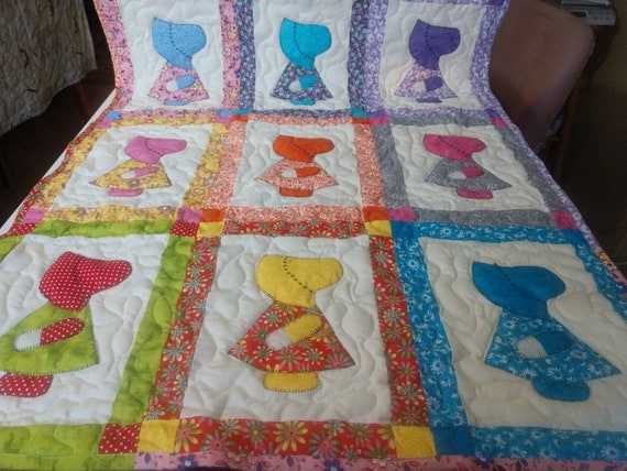 Sunbonnet Sue Dutch Girl Handmade Colorful Applique Baby Crib | Etsy