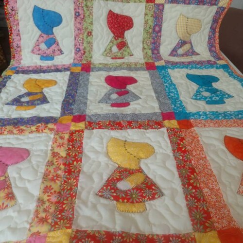 Sunbonnet Sue Dutch Girl Handmade Colorful Applique Baby Crib - Etsy