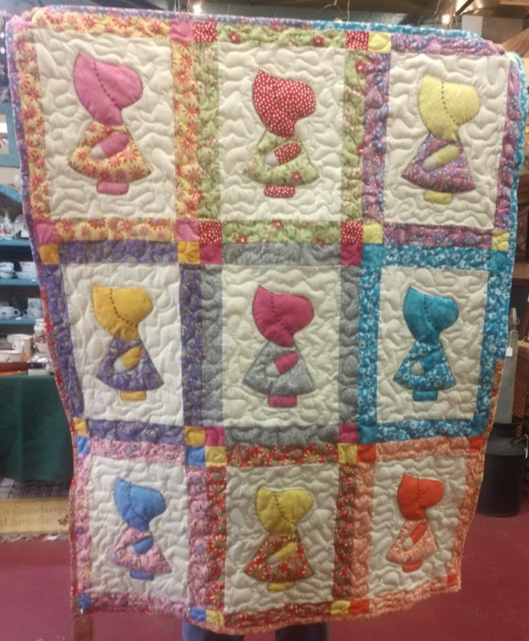 Sunbonnet Sue Dutch Girl Handmade Colorful Applique Baby Crib - Etsy