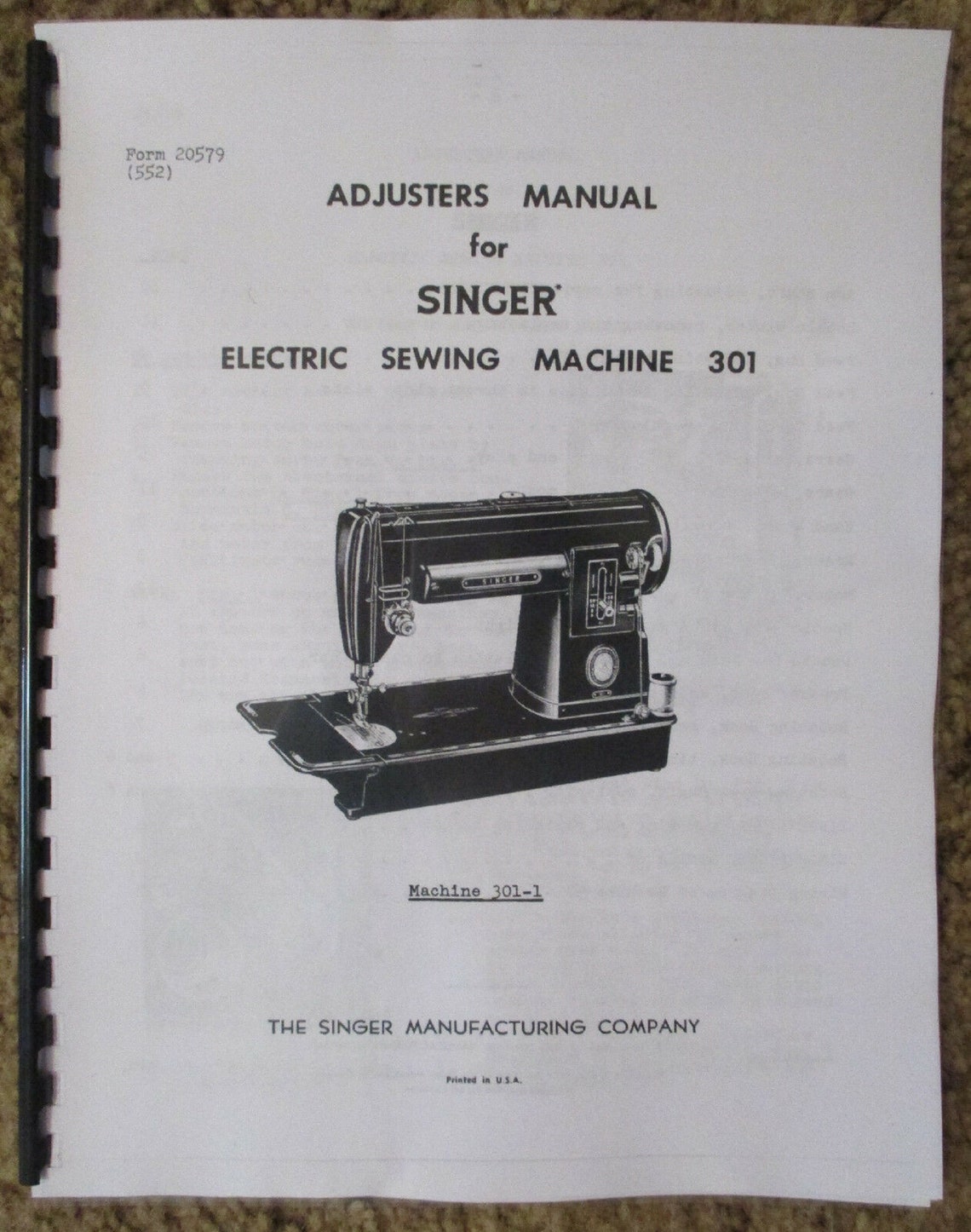 Singer Class 301 301-1 Sewing Machine Service Repair Manual Technician ...