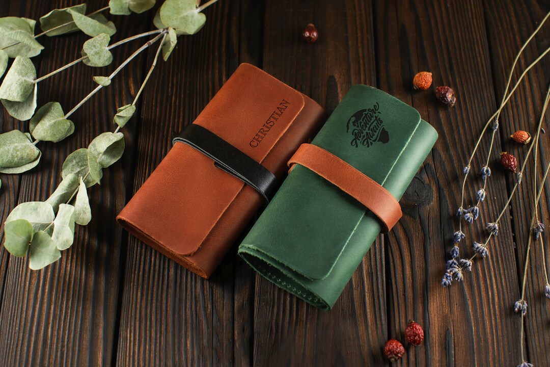 Leather Cord Roll - Personalized Cable Keeper - Travel Cord Case ...