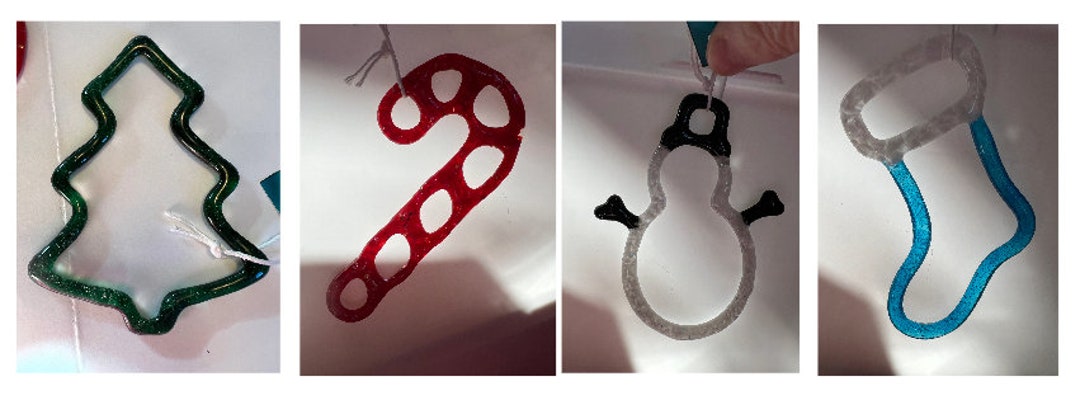 Fused Glass Ornament Outlines, Stockings, Trees, Snowman, Candy Canes ...