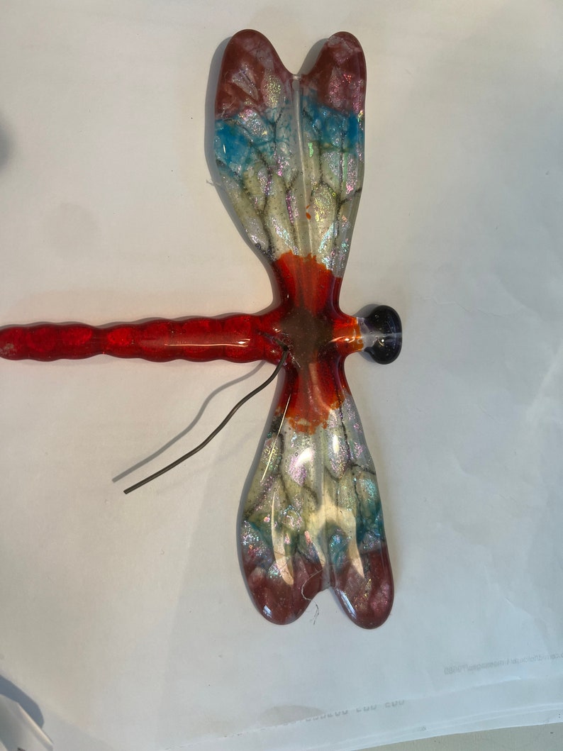 Fused Glass Dragonfly With Dichroic Glass and Red Body - Etsy