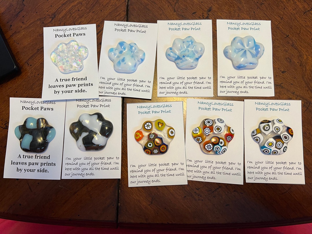 Fused Glass Pocket Paws Perfect Stocking Stuffers Two Different Sayings ...