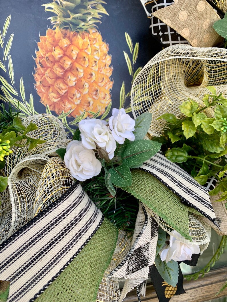 Pineapple Welcome Wreath Year Round Wreath for Front Door - Etsy