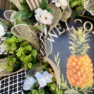 Pineapple Welcome Wreath, Year Round Wreath for Front Door, Deco Mesh ...