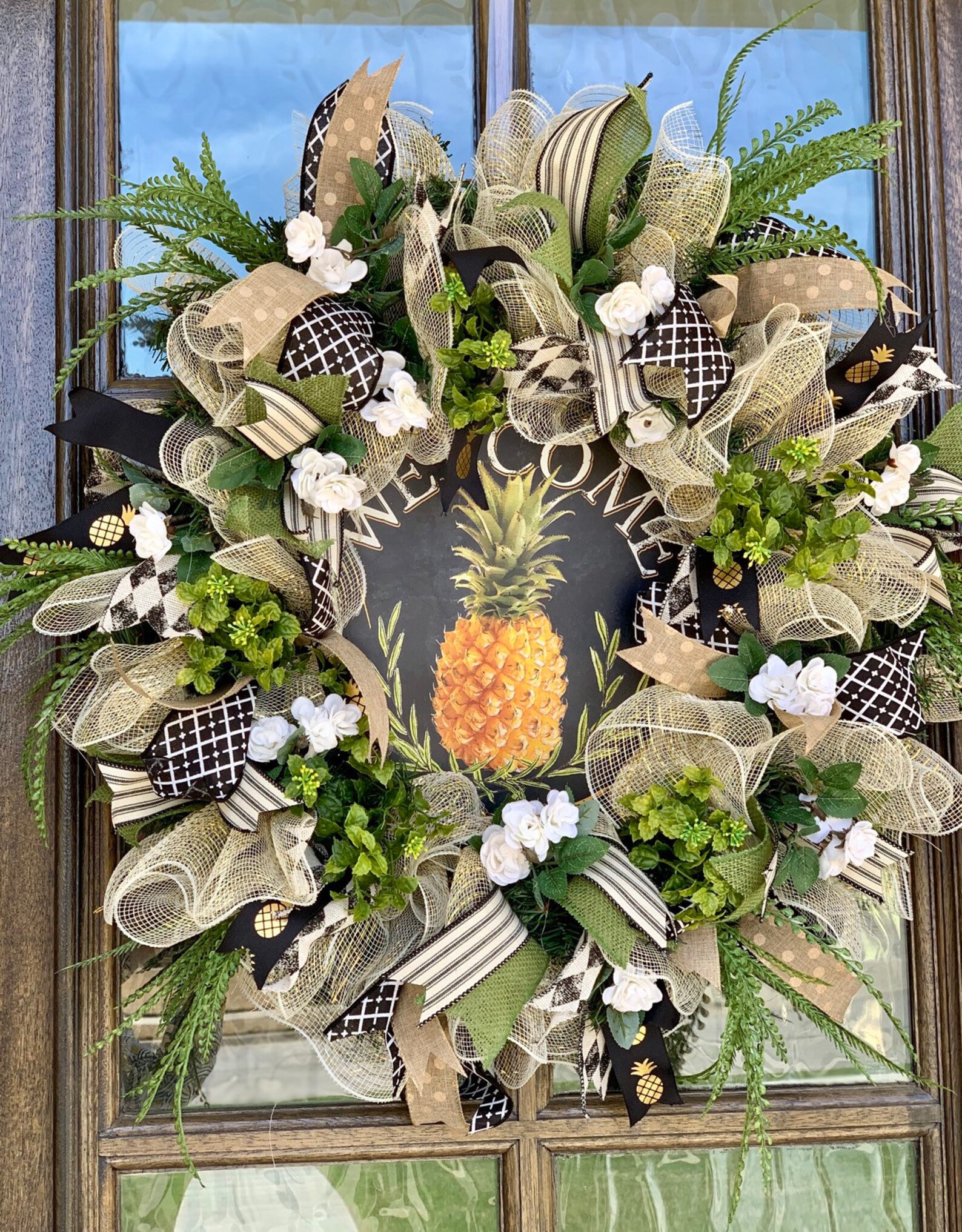 Pineapple Welcome Wreath Year Round Wreath for Front Door - Etsy